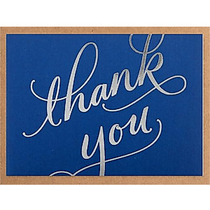 Hallmark Thank You Cards (Silver Foil Script, 40 Thank You Notes and Envelopes)
