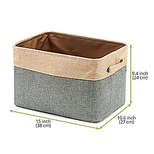 EZOWare 6pc Small Storage Bins Baskets + Set of 3 Large Canvas Fabric Tweed Storage Organizer Cube for Nursery Kids Toddlers Home and Office