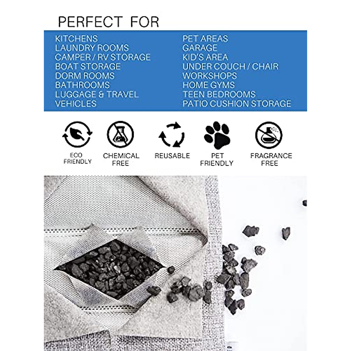 Bamboo charcoal air purifying bag | 2 HEAVY-DUTY, LARGE FLAT (2x350g) CHARCOAL BAGS odor absorber | Activated bamboo charcoal bags | Odor eliminator for strong odor| Charcoal odor absorber