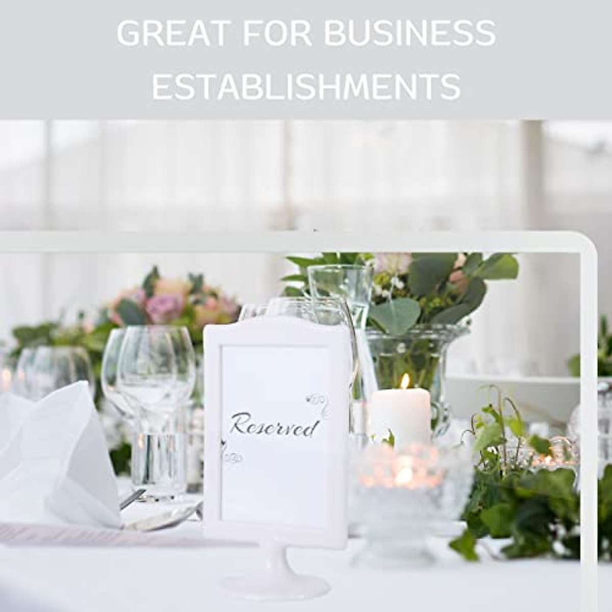 Litpoetic Double Sided Standing Picture Frames, 4x6 Picture Frame Bulk, Two Sided Plastic White Picture Holder Stand for Table Numbers, Wedding,Display (White, 20 Pack)