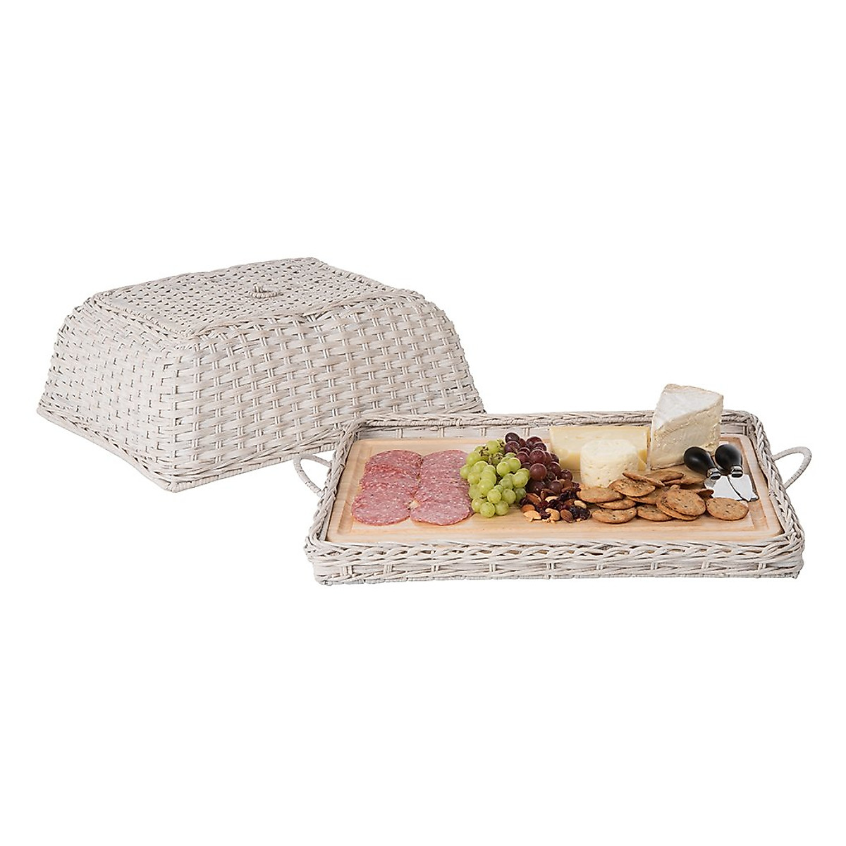 KOUBOO Rattan Breakfast Serving Tray, One Size, White