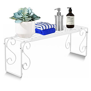 Kovot Expandable Over The Sink Shelf Extends in Length from 24.5" to 40.75" | Add Additional Storage for Soaps, cleansers, sponges and More 8.5" H x 5.75" D (White)