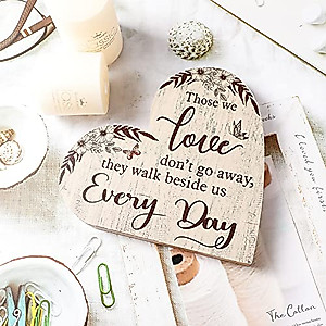 Sympathy Gift Memorial Heart Present for Loss of Loved One Wooden Remembrance Bereavement Gift Condolence Sign Loss of Father Mother Son Brother Decor 6.3 x 6 x 0.7 Inches(Simple Style)