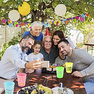 Ainibar Easter Disposable Plastic Party Cups - 20 Pack Reusable Tumblers, 16oz Plastic Stadium Cups, 4 Festive Drinking Pun Designs, Perfect for Easter Day Party Supplies