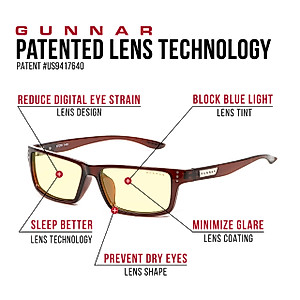 GUNNAR - Premium Gaming and Computer Glasses - Blocks 65% Blue Light - Riot, Espresso, Amber Tint
