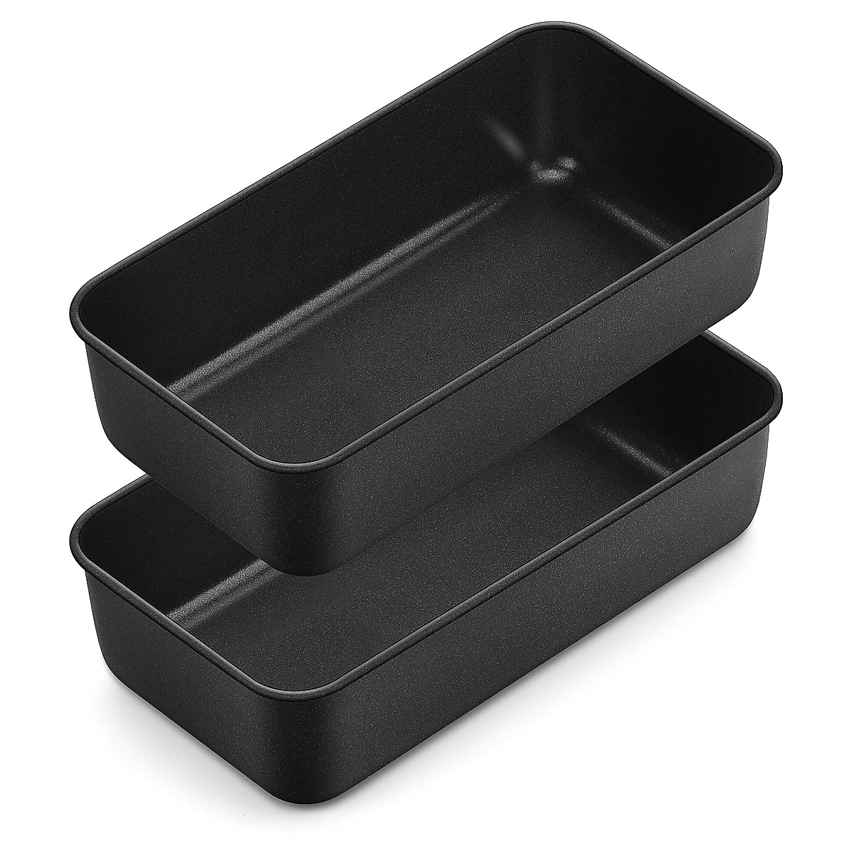 Herogo Non-Stick Loaf Pan Set of 2, Stainless Steel Rectangle Bread Loaf Pans for Homemade Bread, 9 x 5 Inch Black Meatloaf Bakeware for Baking Lasagna Brownie, Oven Safe