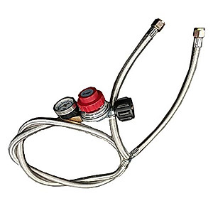 MENSI 30 PSI Adjustable Regulator with Stainless Braided Two Way Splitter Hose for Heaters/Grills, Fire Pit