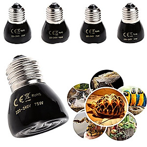 Qupida 25/50/75/100 Watt 110-120 V Mini Reptile Heat Lamp Far Infrared Ceramic Emitter Heater Brooder Appliances Bulb Pet Coop Grow Light(Black) (50 WATT)
