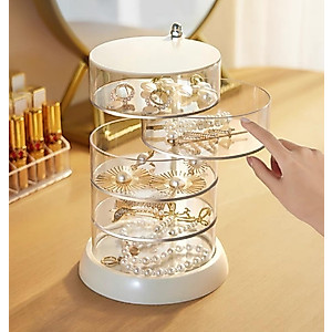 RANNYOZIO Hair Accessories Organizer 360° Rotating Plastic Bathroom Containers for Hair Accessories Cotton Swab Hair Tie Organizer Storage, 5-Layer