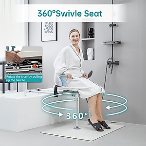 ELENKER Heavy Duty Sliding Shower Chair with Swivel Seat, Rotating Sliding Bathtub Transfer Bench and Bath Safety Seat with Non-Slip Suction Cup