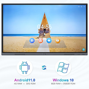 Armer 65'' Smart Board 4K UHD Touchscreen Interactive whiteboard for Classroom and Office, Built in Dual System Robust App Ecosystem for Collaboration(Wall Mount Included)