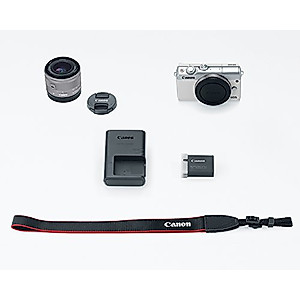 Canon EOS M100 Mirrorless Camera w/ 15-45mm Lens - Wi-Fi, Bluetooth, and NFC Enabled (White)