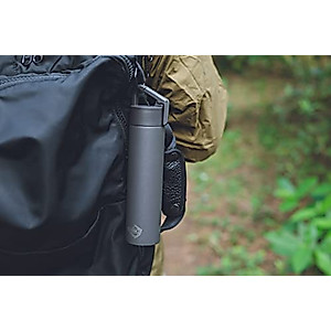 Poketle Personal Insulated Bottle with Hanging Carabiner, Outdoor Portable Bottle, Tall 180ml, Charcoal Gray