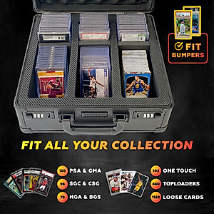 PANOPPLY Slab Armor 120+ 3 Row Psa Graded Card Storage Box Graded Card Case Psa Slab Case for Graded Cards Psa Card Case Baseball Card Cases for Sports Cards Storage Sports Card Case (Black)