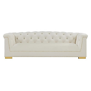 Tov Furniture Farah Velvet Sofa (Cream)