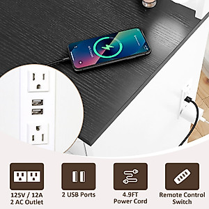 elifine 30" Vanity Desk with Mirror and Lights - Farmhouse Makeup Vanity Table and Chair Set, Compact Makeup Desk with 2 Drawers & Power Outlet for Women Girls (BW1 with Stool)