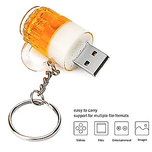 USB Flash Drive 64GB Cute Beer Mug Shaped USB Drive Thumb Drives USB 2.0 Memory Stick for External Data Storage