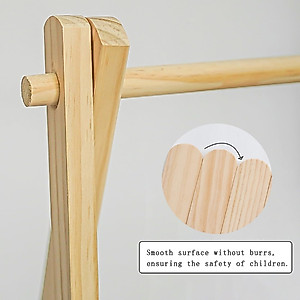 Morimoe Garment Rack with Bottom Storage Shelf, Pine Wood, Dress up Rack for Kids, 35" Width