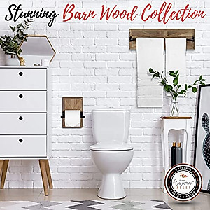 Autumn Alley Rustic Farmhouse Towel Rack – Stunning Barn Wood Farmhouse Bathroom Decor for Wall – Expertly Inlaid Wood with Matte Black Bar for Rustic Bathroom Decor