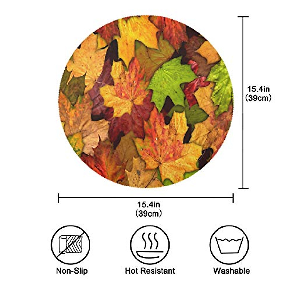 Autumn Leaves Round Placemats Set of 4 Table Placemats Fall Maple Leaf Sunflower Pumpkin Place Mats Tablemats 15 inch for Kitchen Dining Table Dinner Kids Holiday Party