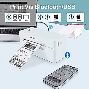 Quxas Bluetooth Thermal Shipping Label Printer 4X6 Lable Inkless Printer Portable Printer Compatible with Android, iPhone and Windows, Used for Ebay, Amazon, Shopify, Etsy, USPS(JK-402A