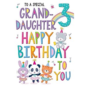 Regal Publishing Juvenile Birthday Card Age 3 Granddaughter - 9 x 6 inches -