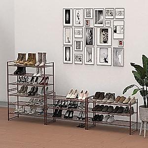Simple Houseware 3-Tier Stackable Metal Panel Shoes Rack, Bronze