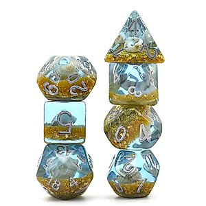 Beach Seashell DND Resin Dice Set for Dungeons and Dragons, D&D, D20, D and D, Polyhedral Resin Dice, Dungeons and Dragons Gifts, Accessories