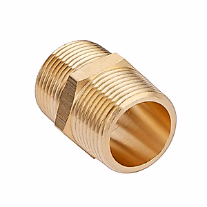 U.S. Solid Brass Pipe Fitting, Hex Nipple, 3/4" x 3/4" NPT Male Pipe Adapter
