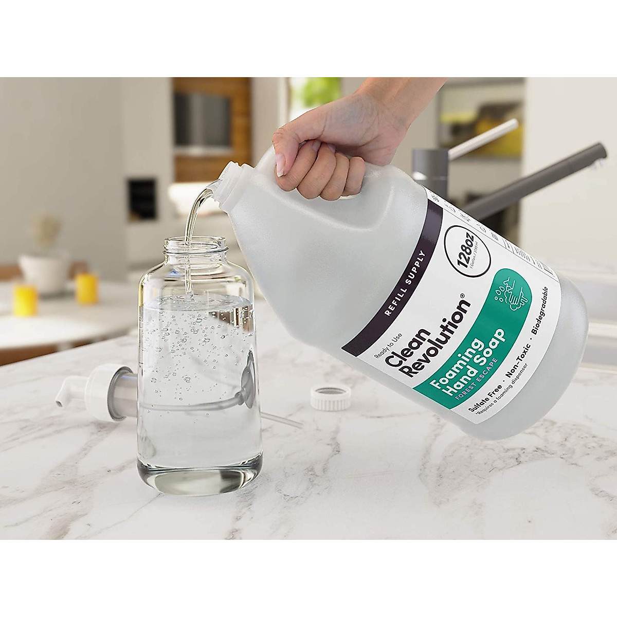 Clean Revolution Foaming Hand Soap Refill Supply Container, Ready to Use Formula, Forest Escape Fragrance, Gluten Free, 128 Fl. Oz