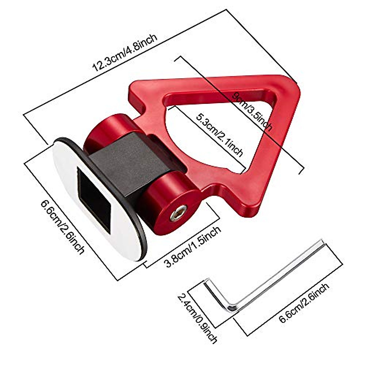 TOMALL Car Tow Hook Red Universal Decorative V Shape Racing Style Trailer Hook Sticker for Car Bumper (ONLY Decoration)