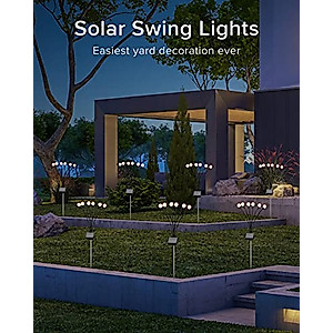 Kinaron Solar Garden Lights, New Upgraded Solar Powered Firefly Lights Outdoor Waterproof Starburst Swaying Solar Firefly Lights for Path Landscape Outdoor Decoration (2 Pack)