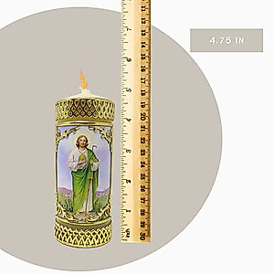 Hand Crafted Saint Jude Catholic Prayer Candle, Unscented Decorative Candles for Devotional, Religious Gifts for Christian Men and Women, 4.75 Inches