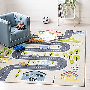 SAFAVIEH Kids Playhouse Collection Area Rug - 5'5" x 7'7", Beige & Green, Non-Shedding Machine Washable & Slip Resistant Ideal for High Traffic Areas for Boys & Girls in Playroom (KPH227A)