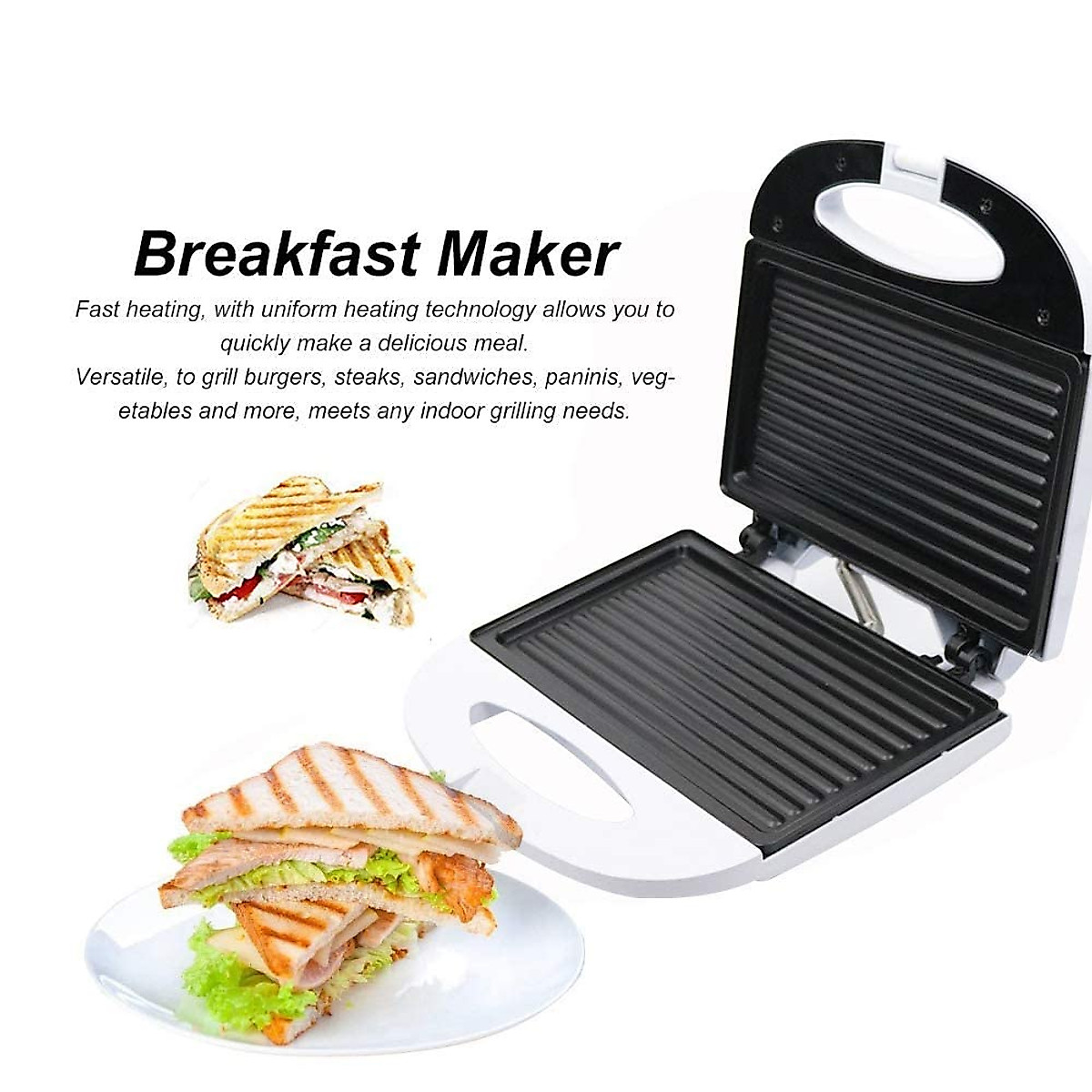 Yosoo Sandwich Maker, Multifunctional Electric Mini Sandwich Bread Maker Non?stick Toaster and Electric Panini Press Baking Pan with US Plug 110V 8.9x8.1x3in