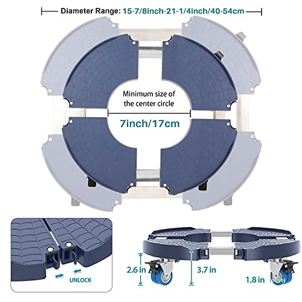 Senwow Plant Stand with Wheels, 15-22 Inch Adjustable Plant Caddy with Wheels Indoor Outdoor, Large Plant Cart Dolly with Casters for Flower Pot Garden Pot Mover