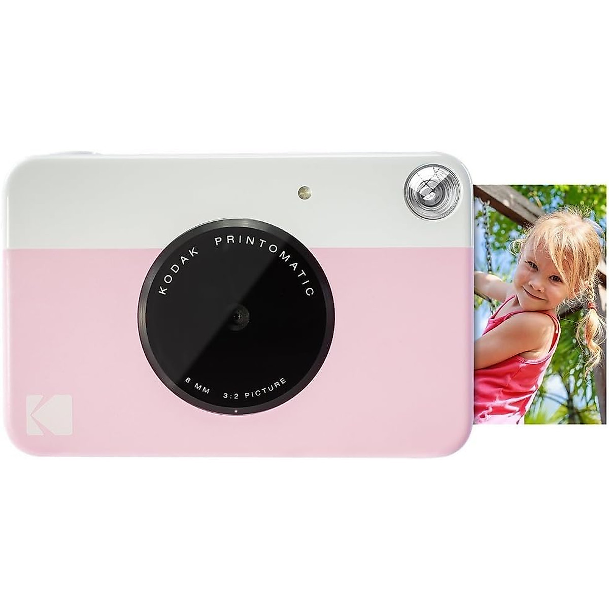 Kodak Printomatic Instant Camera (Pink) Art Bundle + Zink Paper (20 Sheets) + 8x8 Cloth Scrapbook + 12 Twin Tip Markers + 100 Border Stickers + 6 Decorative Scissors + Washi Tape