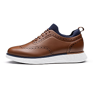 Bruno Marc Men's Dress Sneakers Oxfords Casual Formal Business Wingtip Brogue Shoes,Brown,Size 8.5,SBOX2326M
