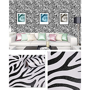 PoetryHome Self Adhesive Vinyl Zebra Stripe Wall Paper Shelf Liner Drawer Cabinets Dresser Crafts Sticker 17.7x117 Inches