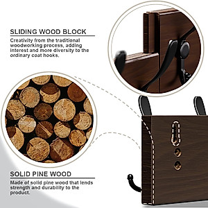 FATASTY Coat Rack Wall Mount - Wooden Wall Coat Rack with 8 Tri Metal Hooks for Hanging Coats, Backpacks and etc. 28 Inch Coat Hooks Wall Mount for Mudroom Farmhouse Entryway.