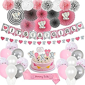 Elephant Baby Shower Decorations – It's a Girl Baby Shower in Pink and Gray Theme – Cute Elephant Party Kit – Virtual Baby Shower Decorations – Multipurpose Elephant Décor – Ready To Install