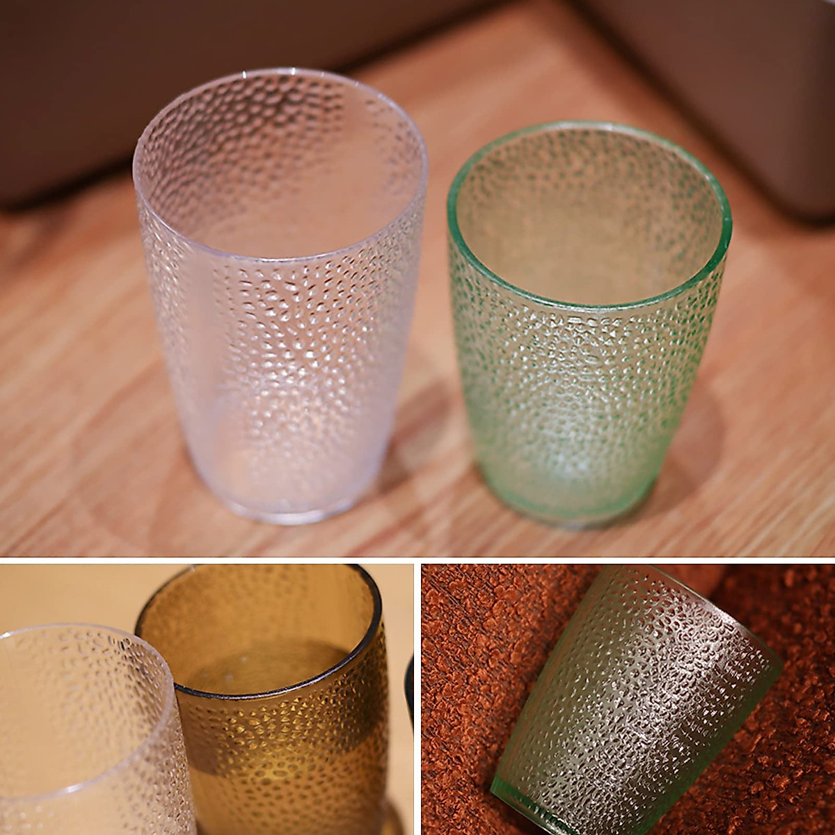 YOZUMD Drinking Cup Mug,Heat Resistant Reusable Thickened Acrylic Water Cup,Colorful Easy to Clean Travel Cup for Home Bathroom Orange S