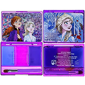 Disney Frozen - Townley Girl Super Sparkly Cosmetic Beauty Makeup Set For Girls with Clips, Press On Nail, Lip Gloss, Nail Stickers, Lip Balm, Nail Gems and Mirror For Parties, Sleepovers & Makeovers