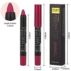 evpct 3Pcs Plum Purple Wine Red Matte Lip Sticks Crayon Lip Liner Lipstick Pencil Set for Women Long Lasting 24 Hour Waterproof Lip Liner and Lipstick Set labiales mate 24 horas originales 02&12&14