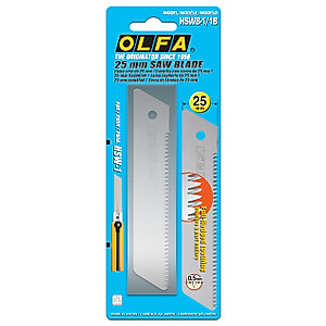 OLFA 25mm Extra Heavy Duty Saw Replacement Blade, 1 Blade (HSWB-1/1B) - Serrated Utility Knife Razor Blade Cutter Replacement Blade, Fits any 25mm Utility Knife