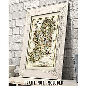 Ireland Map from 1844-11x14 Unframed Art Print Poster - Great Vintage Irish Home Decor Gift Under $15
