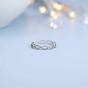 EAMTI 925 Sterling Silver Wave Ring for Women High Polished Comfort Fit 6.5