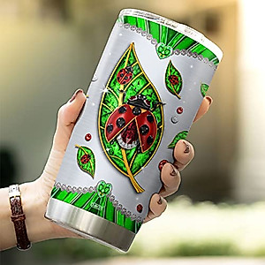 CUBICER Personalized Coffee Tumbler Bug Jewelry Style Custom Name Cute Birthday Gifts For Women Teens Girls Kids Grandma Mom Insulated Cup Travel Mug With Lid Oz Cold Steel Cups