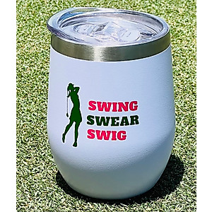Twerp Funny Golf Wine Tumbler for Women | Ladies Golf Gift - 15 ounces