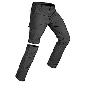 Wespornow Men's-Convertible-Hiking-Pants Quick Dry Lightweight Zip Off Breathable Cargo Pants for Outdoor, Fishing, Safari (Grey, Small)